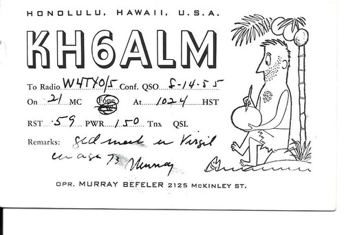 QSL 1955 Honolulu Hawaii radio card | eBay