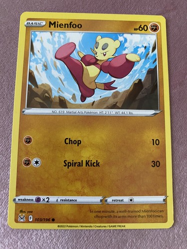 Pokémon Card 103/196 MIENFOO - LOST ORIGIN - COMMON - NM | eBay
