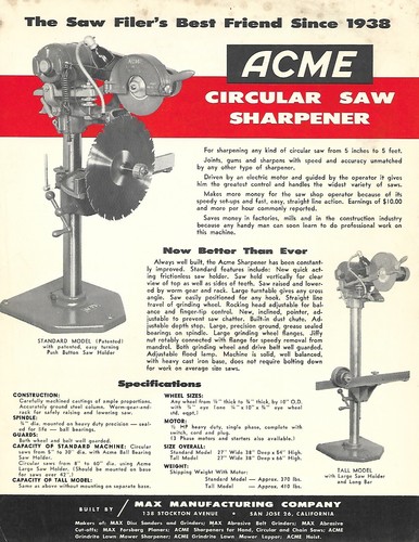 Tool Data Sheet - Max - Acme - Circular Saw Sharpener - Brochure (TL348 ...
