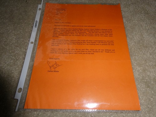 Movie TV Actor Gerard Butler Autograph Signed Fan Response Letter | eBay