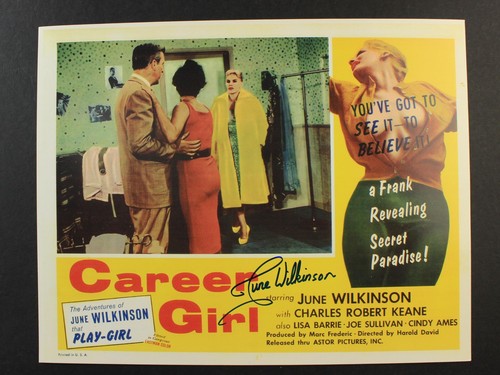 PLAYBOY MODEL JUNE WILKINSON (1940-2025) AUTOGRAPH CAREER GIRL LOBBY ...