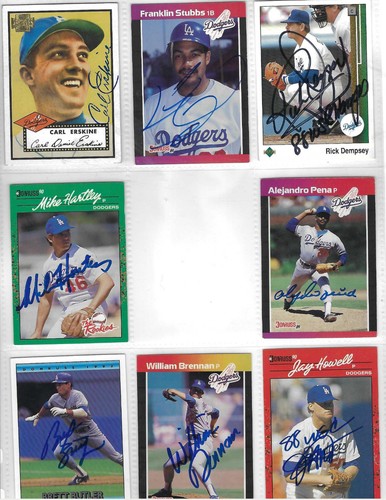 LOT OF 8 HAND SIGNED LOS ANGELES DODGERS LEGENDS BASEBALL CARDS | eBay