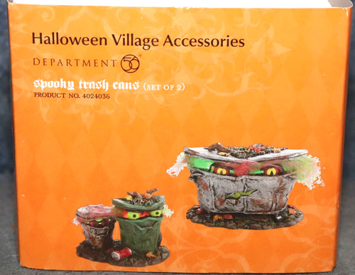 DEPT 56 SPOOKY TRASH CANS 4024036 HALLOWEEN SNOW VILLAGE | eBay