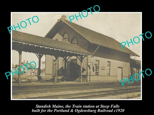 OLD POSTCARD SIZE PHOTO OF STANDISH MAINE STEEP FALLS RAILROAD STATION ...