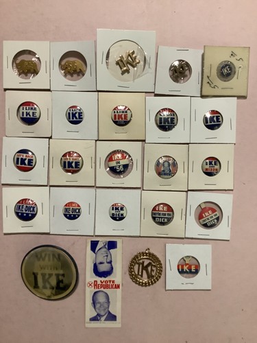 24 Vintage Eisenhower Campaign Buttons, pins & matchbook cover | eBay