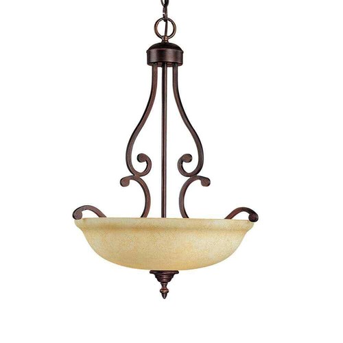 Millennium Lighting 3-Light Rubbed Bronze Pendant with Turinian Scavo ...