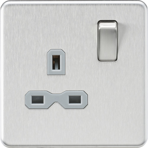 Single Wall Mounted 3 Pin Plug Socket 1 Gang 13A Screwless Plate ...