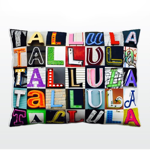 Personalized Pillow featuring the name TALLULA in photos of actual sign ...