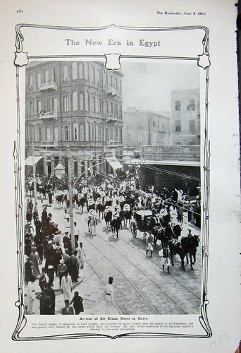 Old Antique Print 1907 Egypt Sir Eldon Gorst Cairo Horses Carriage ...