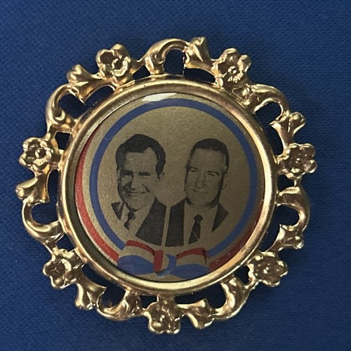 Nixon Agnew jugate golden metal framed 1 3/4” pinback button pin | eBay