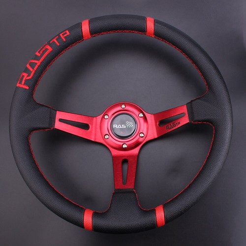 Red 14IN 350mm Deep Dish Sport Racing Drifting Steering Wheel Aluminum ...
