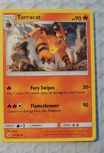 Pokemon Trading Card Game TCG No 25 Torracat Stage 1 2017 | eBay