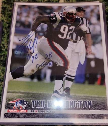 Ted Washington Signed auto 8x10 NFL Patriots Blue Alum Superbowl Photo ...