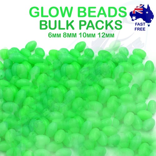 BULK Fishing Lumo Soft Glow Beads Green Oval 6mm 8mm 10 12mm Tackle ...