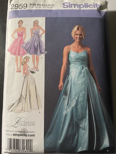 New Uncut Size 4-12 Misses Evening Gowns Sewing Pattern, Simplicity ...