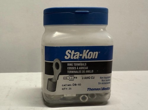 25 Sta-Kon D8-10 Ring Terminals 8AWG Copper NonInsulated Thomas&Betts ...