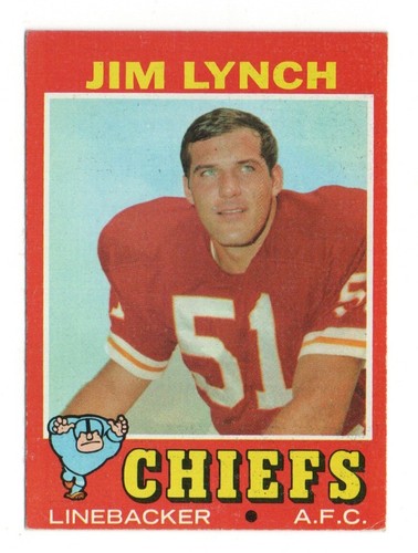 1971 TOPPS JIM LYNCH KANSAS CITY CHIEFS #232 WRINKLE FREE GLOSSY EX/NM ...