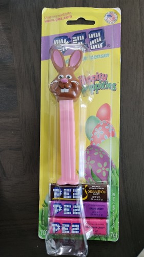 Brown Bunny Rabbit Pink stem Pez Dispenser Easter NOC | eBay