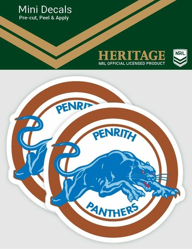 620471 PENRITH PANTHERS NRL SET OF 2 MINI HERITAGE DECALS CAR STICKERS ...