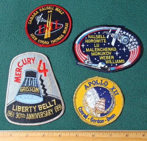 Lot of 4 Embroidered Patches NASA Astronauts Mercury Moon Space Shuttle ...