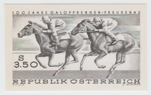 Austria 1968 POSTAL Proof Black Print Stamp 9-18-21- MNH Gum Horse ...
