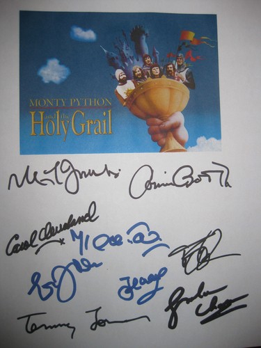 Monty Python and the Holy Grail Signed Script X9 Eric Idle John Cleese ...