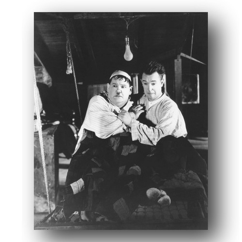 Stan Laurel and Oliver Hardy Scared in Bed Vintage 8x10 Photo 1930 | eBay