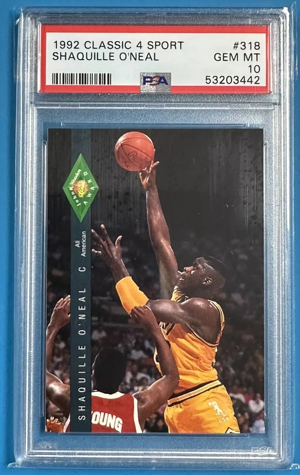 Shaquille O'Neal 1992 Classic Four Sport #318 John Wooden Award Price ...