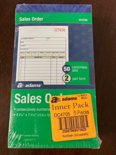 Adams Sales Order Books - DC4705 Pack of 5 Books- New/Sealed | eBay
