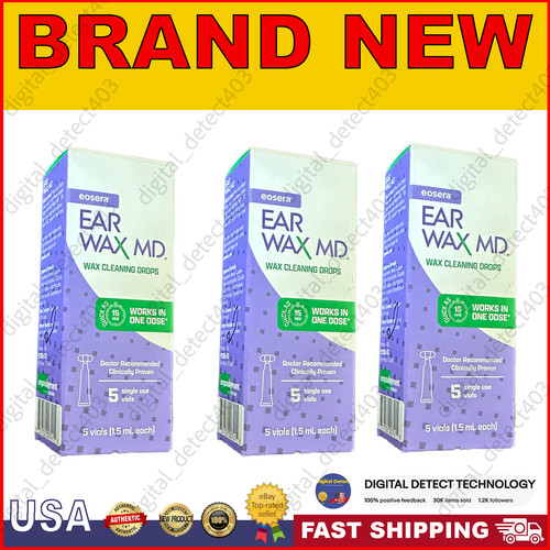 Eosera Ear Wax Md Wax Cleaning Drops 5 Vials 1.5 Ml Brand NEW 3 PACk | eBay