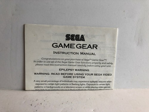 Sega Game Gear Instruction Manual Fold-Out Booklet Insert ONLY | eBay