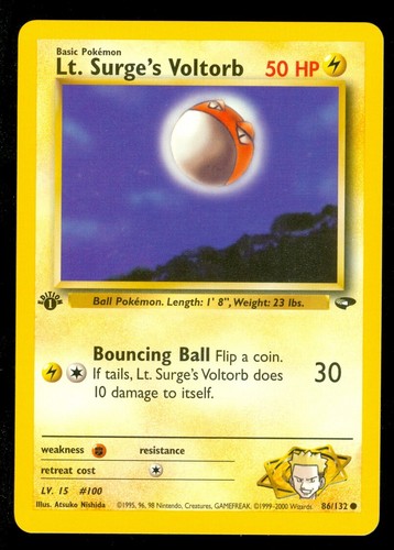 Pokemon LT. SURGE'S VOLTORB 86/132 1st Edition Gym Challenge - NEAR ...