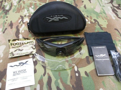 WILEY X VAPOR ARMY SHATERPROOF SUNGLASSES KIT APEL GREY/CLEAR LENS WX ...