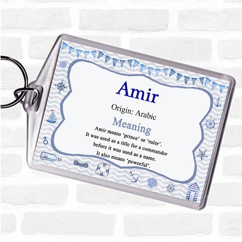 Amir Name Meaning Bag Tag Keychain Keyring Nautical | eBay