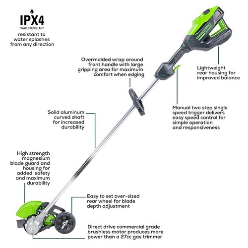 GreenWorks 82 Volt Gen II Edger with 4Ah Battery and 8A Charger 82ES15 ...