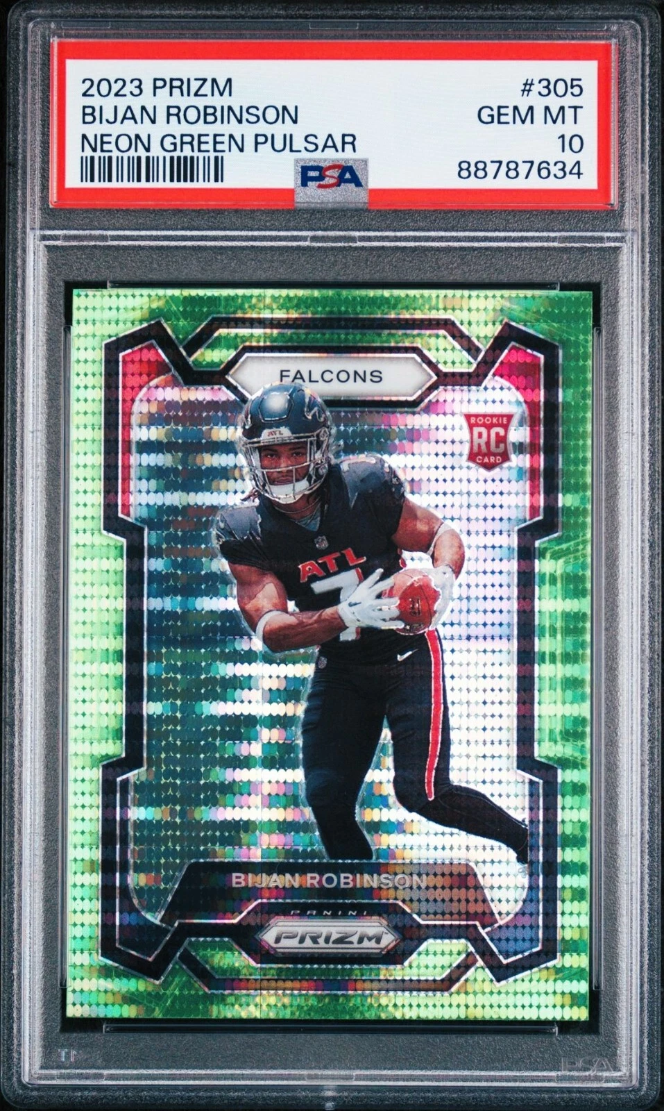 Bijan Robinson 2023 Prizm #305 Neon Green Pulsar Price Guide - Sports ...