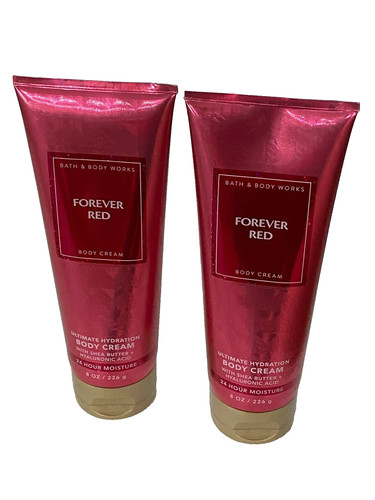 NEW BATH & BODY WORKS FOREVER RED SHEA BUTTER 24 HR BODY CREAM X 2 ...