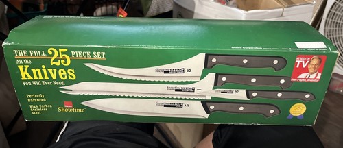 Ronco Showtime Six Star 25 Pc Set 23 Knives 1 Sharpener 1 Flavor ...