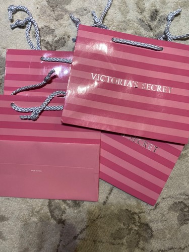 Victoria's Secret Pink Stripe Paper Small Shopping Gift Bag Set of 3 | eBay