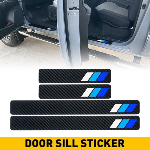 4x Blue Car Door Sill Protector Plate Tri-Color Panel Cover For Toyota ...