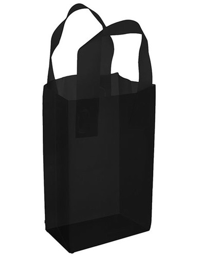 Black Frosted Plastic Handle Bags Gift Party Merchandise Retail 5x3x7 ...