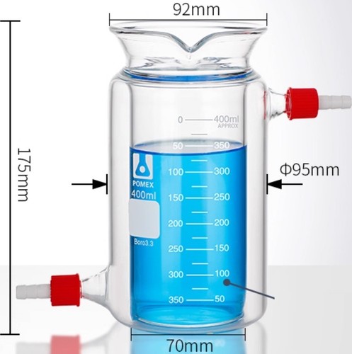 Double-Layer Glass Beaker w/ Diversion Port, Insulated, Magnetic ...