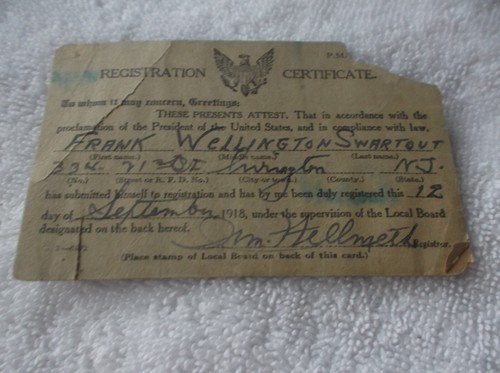 1918 U.S. MILITARY DRAFT CARD-IRVINGTON, N J | eBay