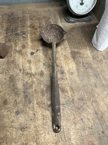 Antique Old Blacksmith Forged Cast Iron Smelting Ladle Scoop Tool ...