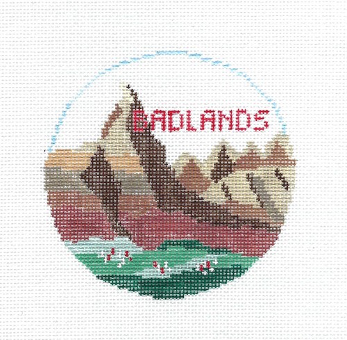 SP.ORDER ~ BADLANDS, SOUTH DAKOTA HP Needlepoint Ornament Canvas Kathy ...