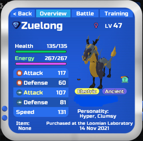 Loomian legacy super rare gamma zuelong (starter loomian) | eBay