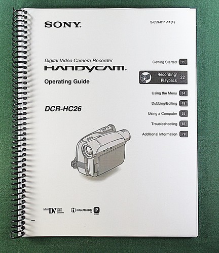 Sony DCR-HC26 Instruction Manual: 92 Pages Coil Bound & Protective Covers! | eBay