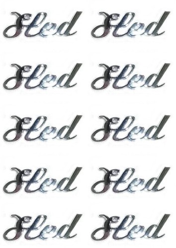 SLED Chrome Script Automotive Lettering Emblem street rod badge chevy ...