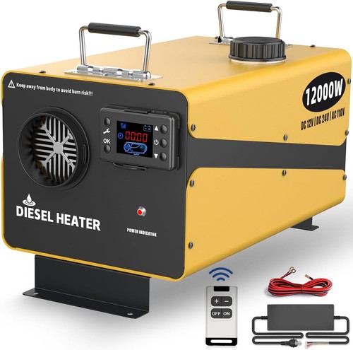 12000W Diesel Heater - 12V/24V DC & 110V AC All-in-One Portable Parking ...