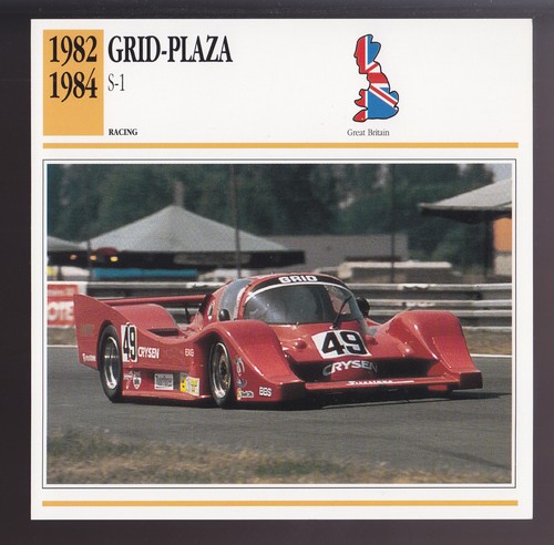 1982 1983 1984 Grid-Plaza S-1 S1 Prototype Race Car Photo Spec Sheet ...